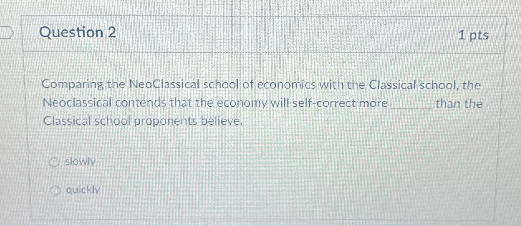 Solved Question 21 ﻿ptsComparing the NeoClassical school of | Chegg.com