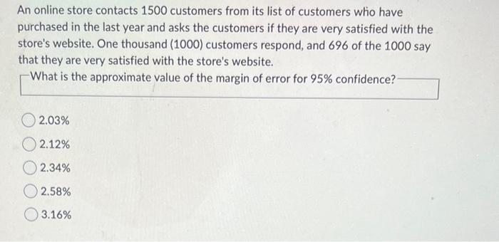 Solved An online store contacts 1500 customers from its list | Chegg.com