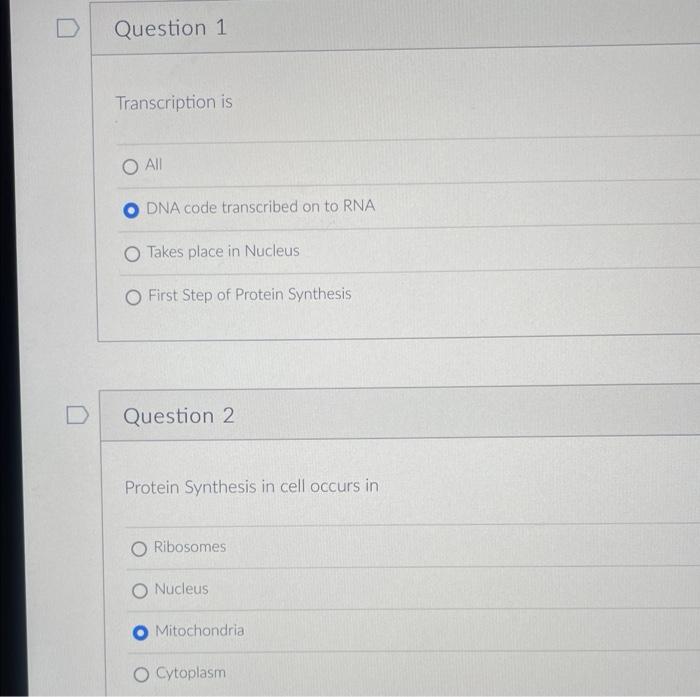 Solved Transcription is All DNA code transcribed on to RNA | Chegg.com