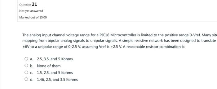 Solved The analog input channel voltage range for a PIC16 | Chegg.com