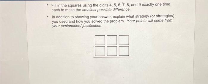 Solved Fill In The Squares Using The Digits 45678 And 