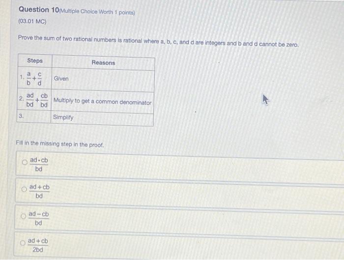 Solved Question 10 Multiple Choice Worth 1 points) (03.01 | Chegg.com