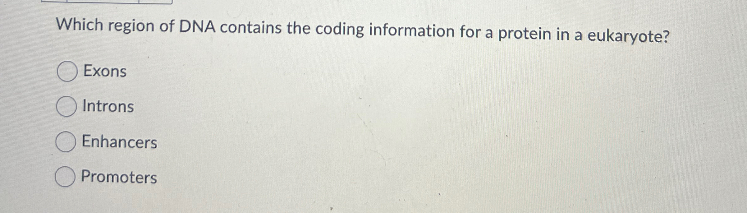 Solved Which region of DNA contains the coding information | Chegg.com