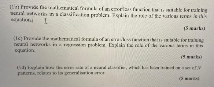 Solved (1b) Provide the mathematical formula of an | Chegg.com