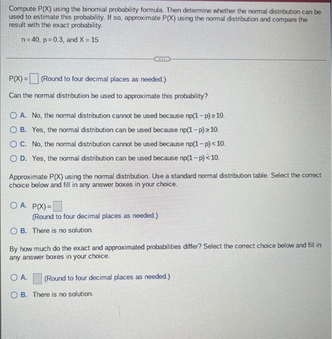 Solved Compute P(X) using the binomial probability formula. | Chegg.com