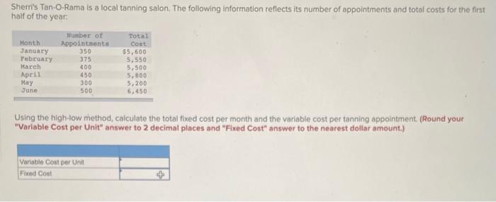 Solved Shem's Tan-O-Rama is a local tanning salon. The | Chegg.com