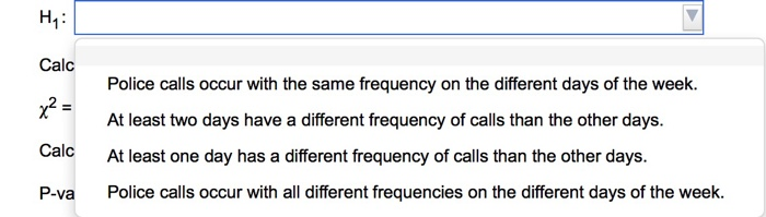 Solved A police department released the numbers of calls for | Chegg.com
