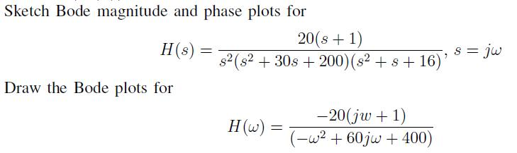Solved Sketch Bode magnitude and phase plots for Draw the | Chegg.com