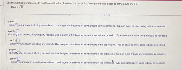 Solved Uso the definition or identities to find the exact | Chegg.com