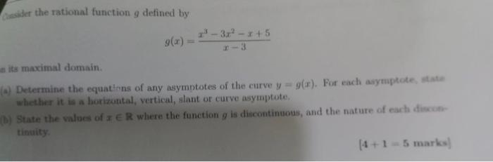 Solved Gasider the rational function g defined by | Chegg.com