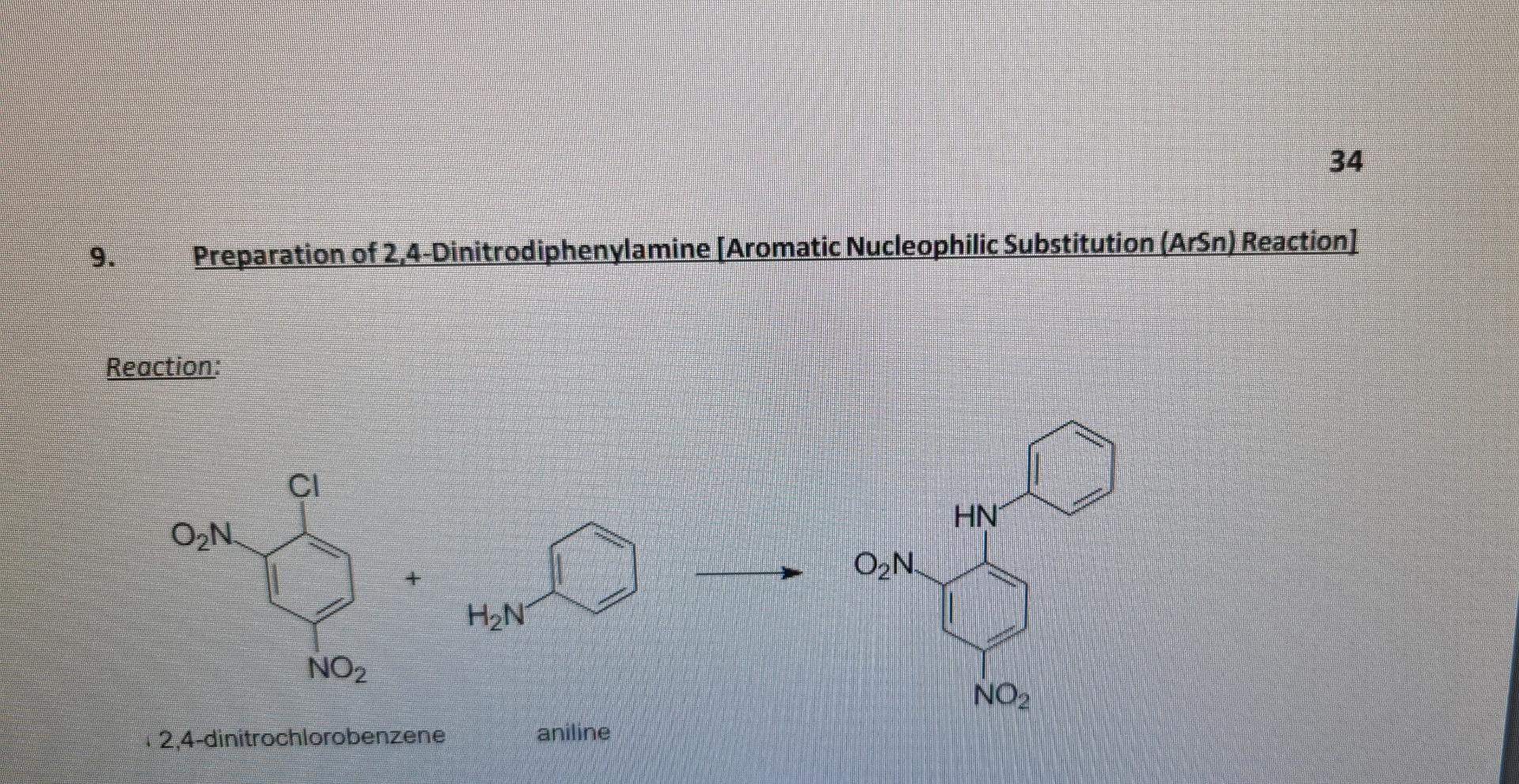 Solved 34 Preparation of 2,4-Dinitrodiphenylamine [Aromatic | Chegg.com