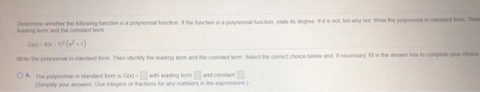 Solved Determine whether the following function is a | Chegg.com ...