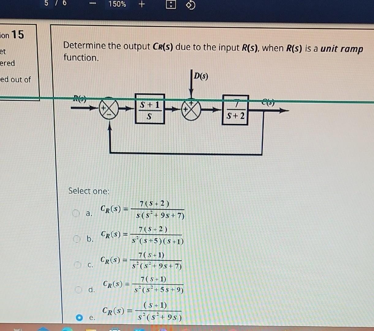 Solved Determine the output CR(s) due to the input R(s), | Chegg.com