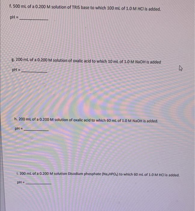 Solved f. 500 mL of a 0.200M solution of TRIS base to which | Chegg.com