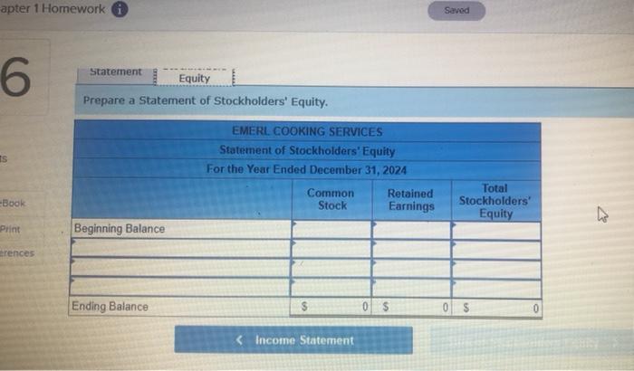 Solved On December 31, 2024, Emerl Cooking Services reports | Chegg.com