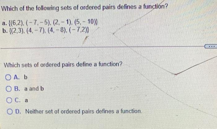 Solved Which of the following sets of ordered pairs defines | Chegg.com