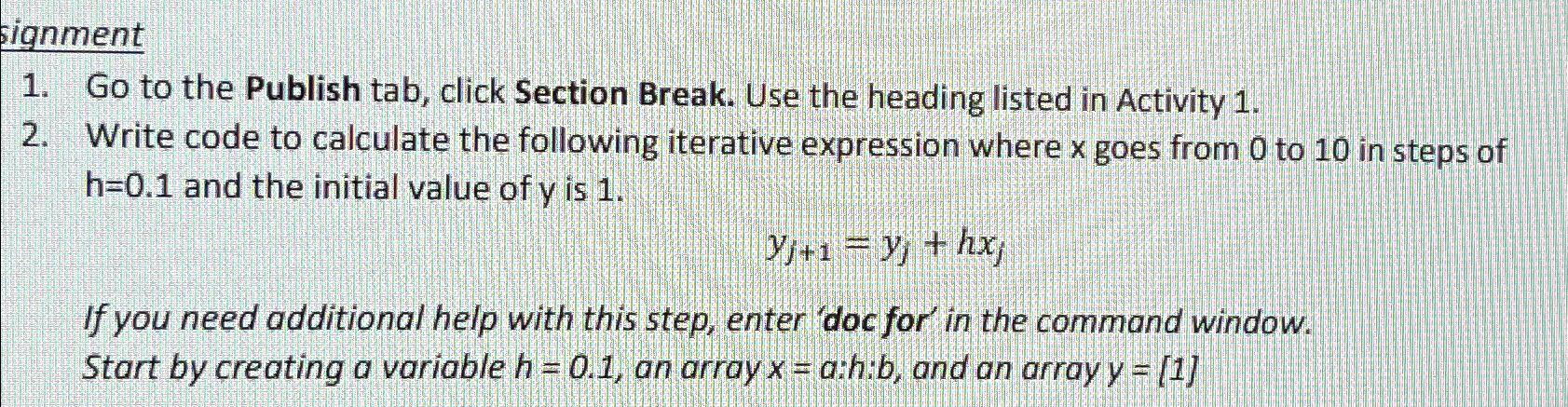 Solved ignmentGo to the Publish tab, click Section Break. | Chegg.com