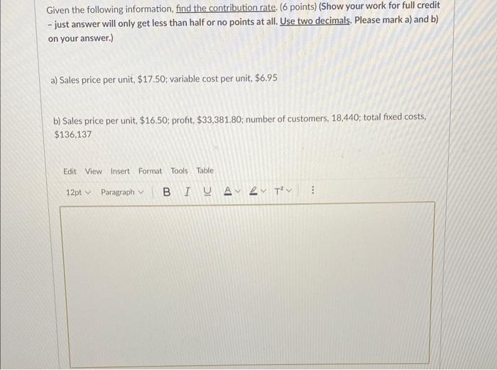 Solved Given the following information, find the | Chegg.com