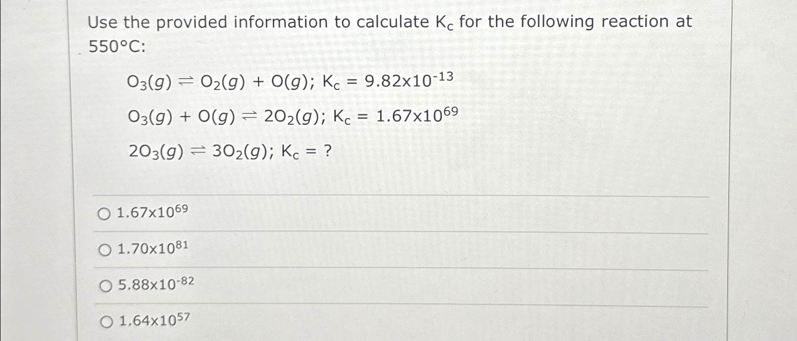 Solved Use the provided information to calculate Kc ﻿for the | Chegg.com