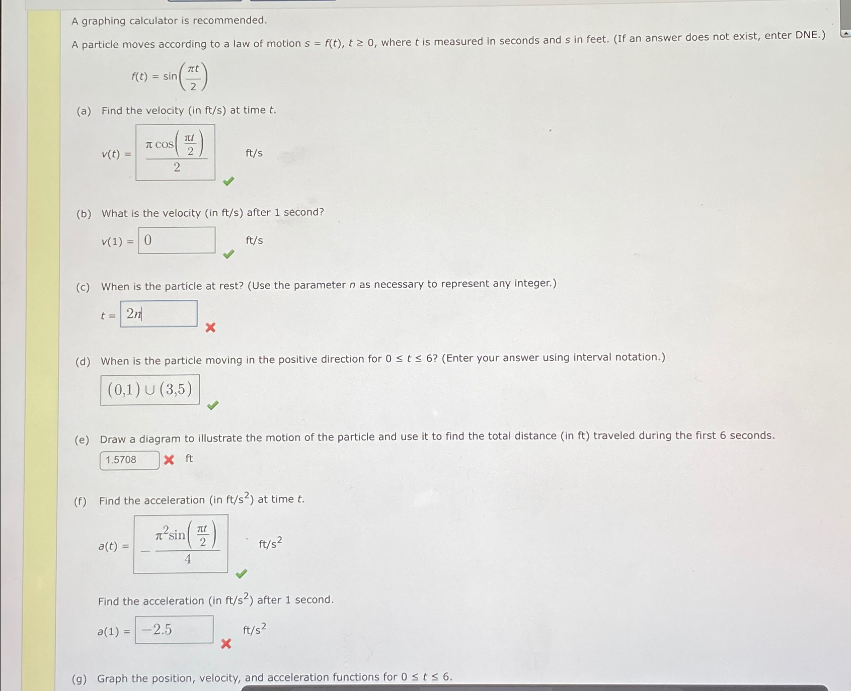 Solved A graphing calculator is recommended.A particle moves | Chegg.com