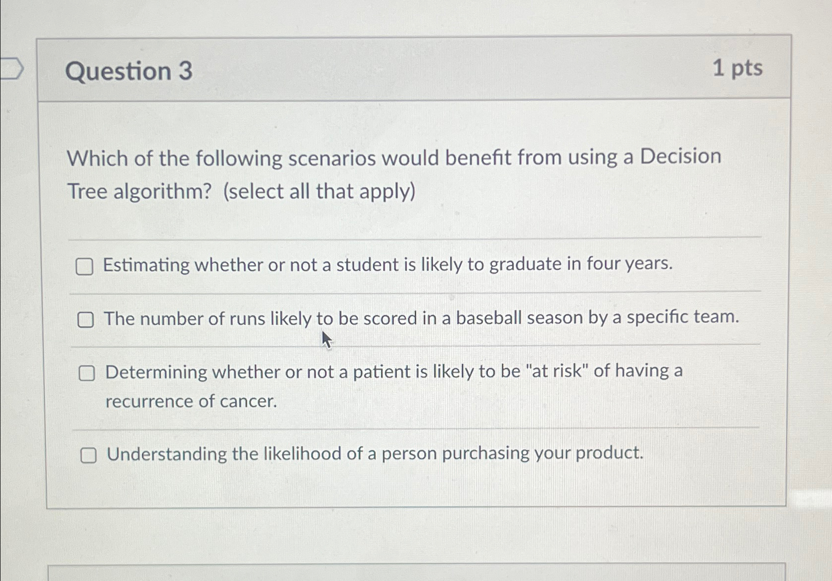 Solved Question 31ptsWhich of the following scenarios would | Chegg.com