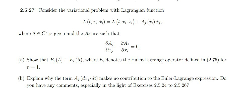 Solved 2.5.27 Consider the variational problem with | Chegg.com