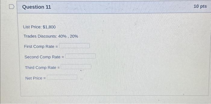 Solved Find the complement rate for each discount in the | Chegg.com