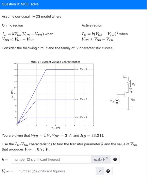 Solved context:1. Assume our usual nmos model where: ohmic | Chegg.com