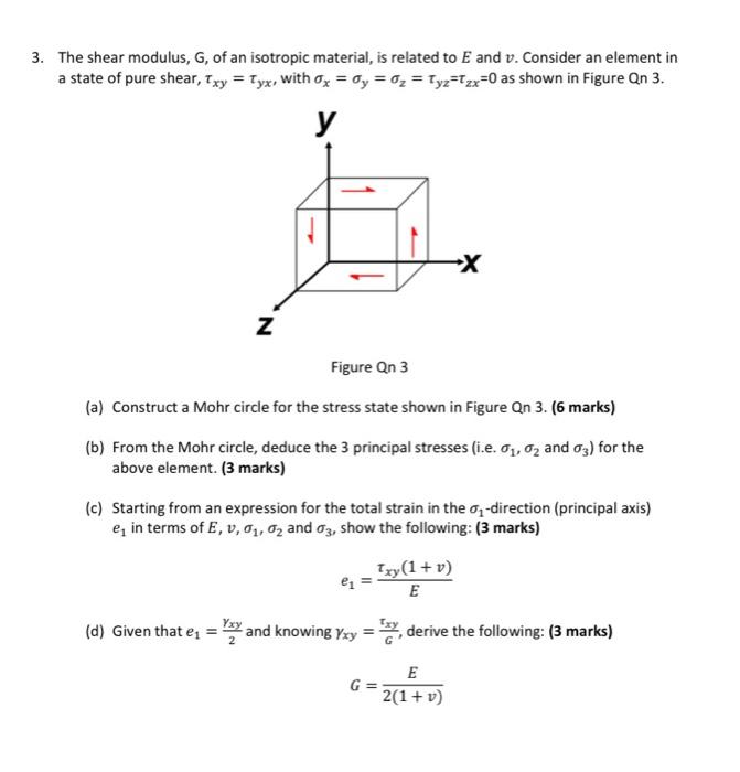 Solved 3. The shear modulus, G, of an isotropic material, is | Chegg.com