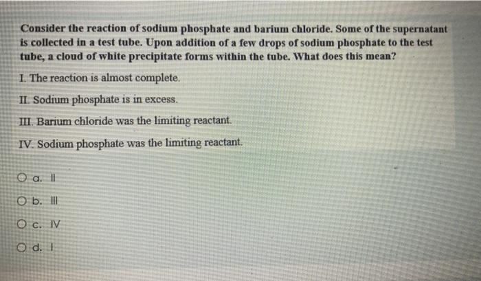 Solved Consider the reaction of sodium phosphate and barium | Chegg.com