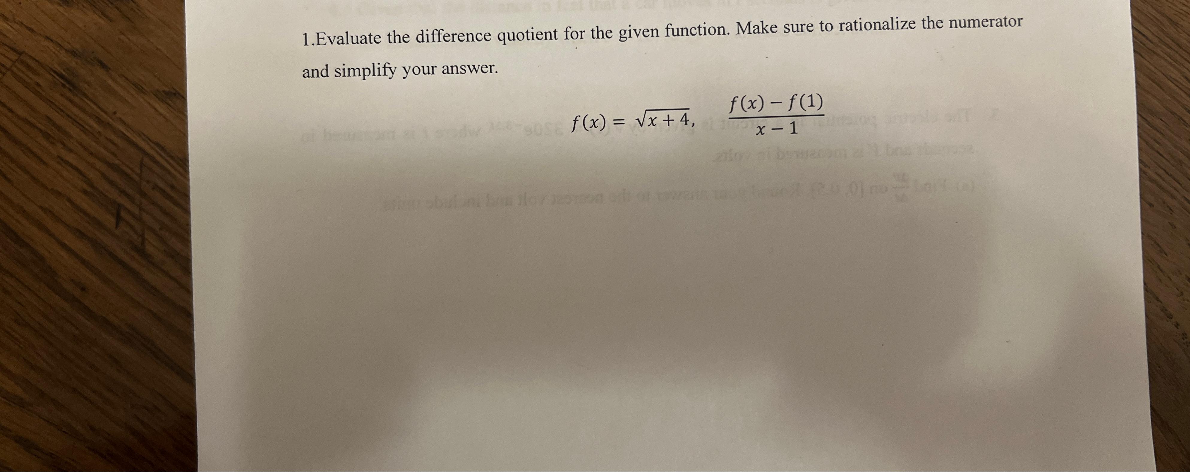 Solved 1.Evaluate the difference quotient for the given | Chegg.com