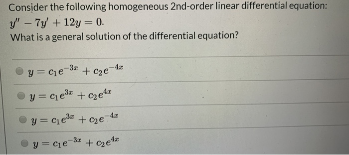 Solved Consider the following homogeneous 2nd-order linear | Chegg.com