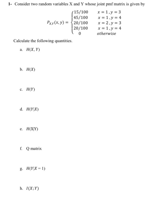 1. Consider two random variables X and Y whose joint | Chegg.com