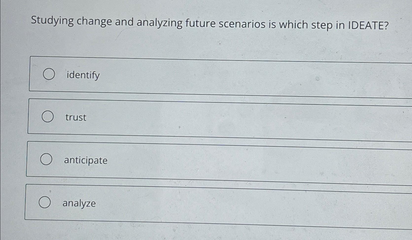 Studying change and analyzing future scenarios is | Chegg.com