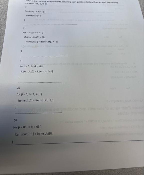 Solved contents −55,−1,0,97 1) for (i=0;1