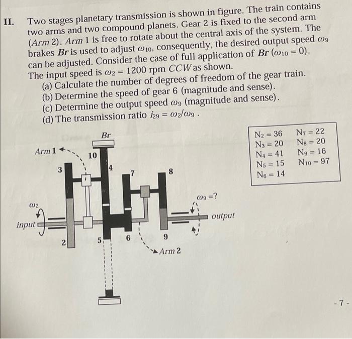 Solved II. Two stages planetary transmission is shown in | Chegg.com