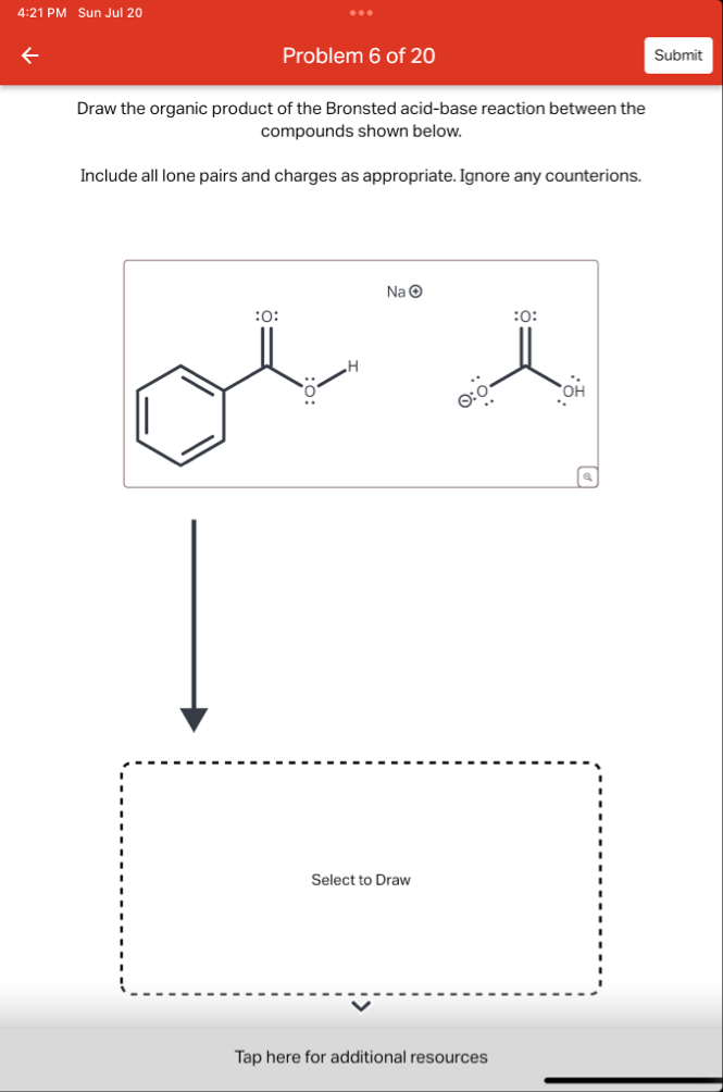 Solved Problem 6 ﻿of 20Draw the organic product of the | Chegg.com