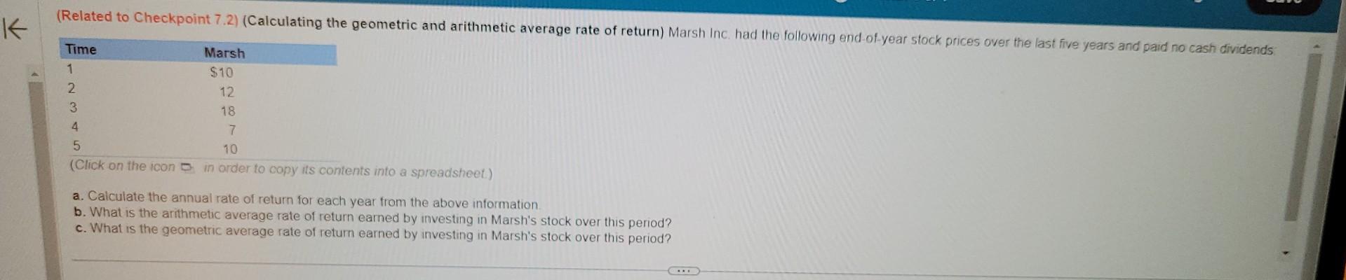 Solved calculating the geometric and arithmetic average rate | Chegg.com