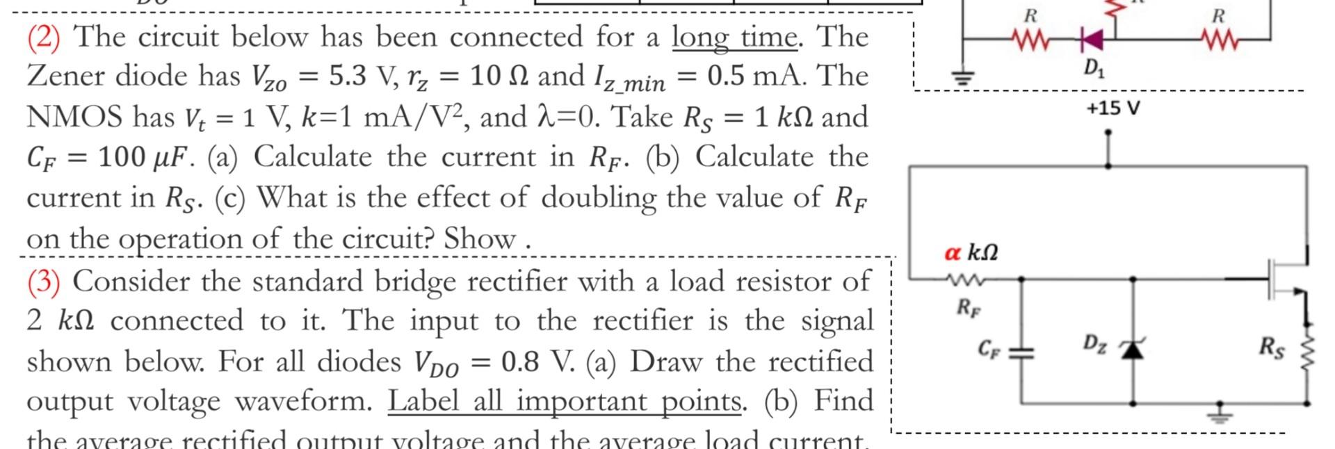 Solved (2) The circuit below has been connected for a long | Chegg.com