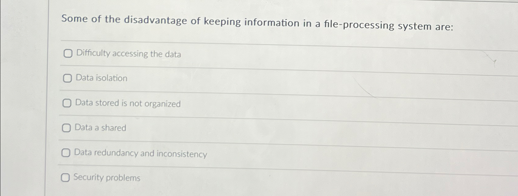 Solved Some of the disadvantage of keeping information in a | Chegg.com