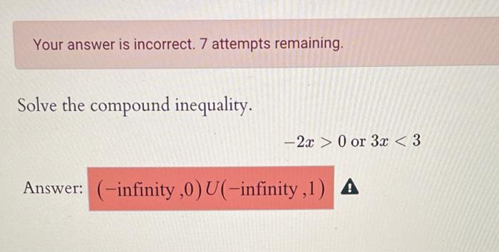 Solved Your answer is incorrect. 7 attempts remaining. Solve | Chegg.com