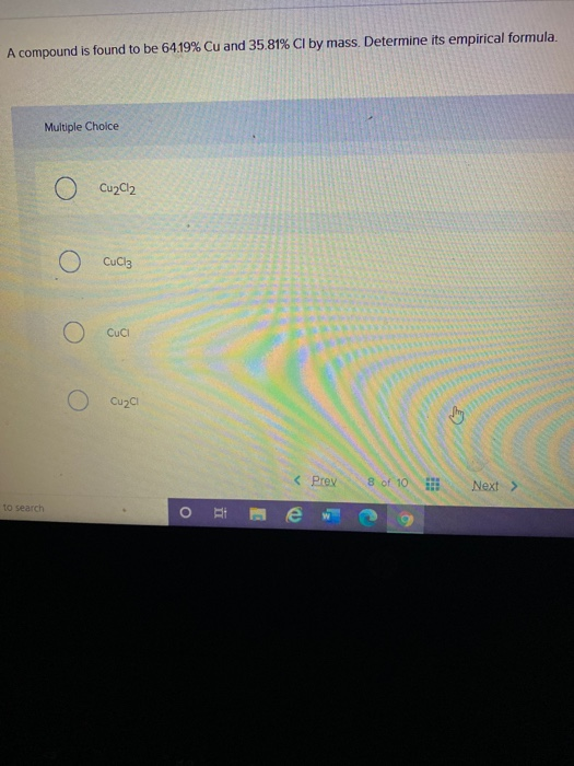 Solved A compound is found to be 64.19% Cu and 35.81% Cl by | Chegg.com