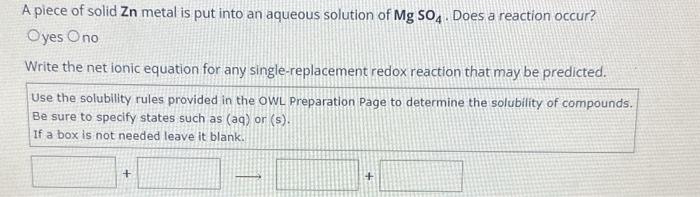 Solved Use the solubility rules provided in the oWL | Chegg.com