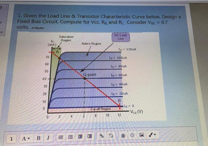 Solved 1 Given The Load Line And Transistor Characteristic