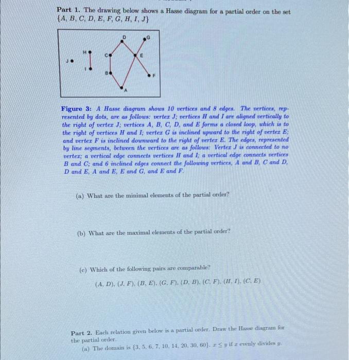 Solved Part 1. The drawing below shows a Hasse diagram for a | Chegg.com