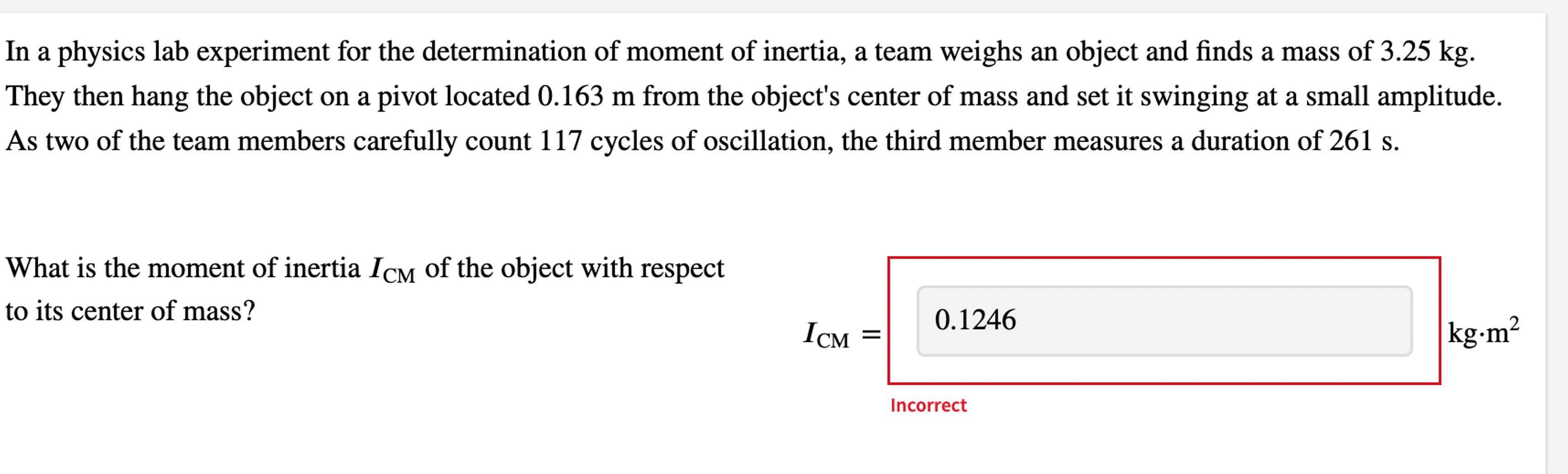Solved In a physics lab experiment for the determination of | Chegg.com