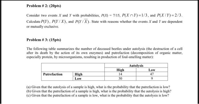 Solved Consider two events X and Y with probabilities, | Chegg.com