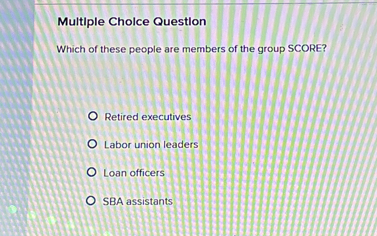 Solved Multiple Cholce QuestlonWhich of these people are | Chegg.com