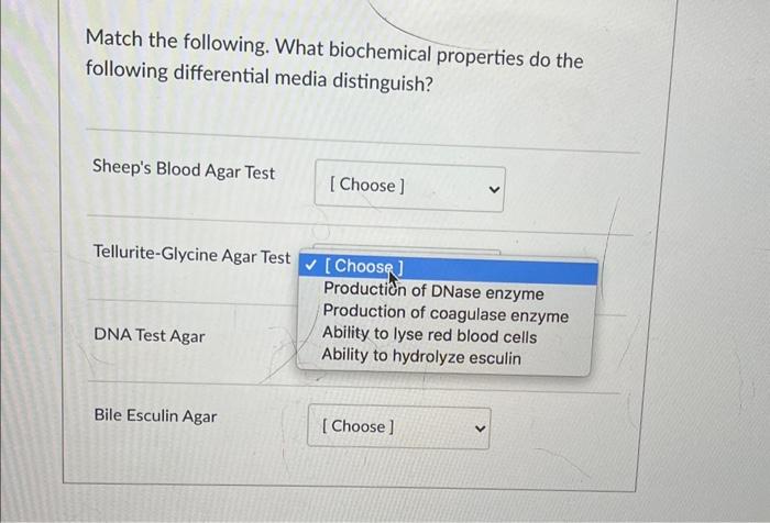 Solved Match the following. What biochemical properties do | Chegg.com