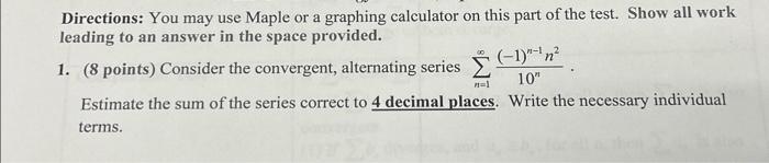 Solved Directions: You may use Maple or a graphing | Chegg.com